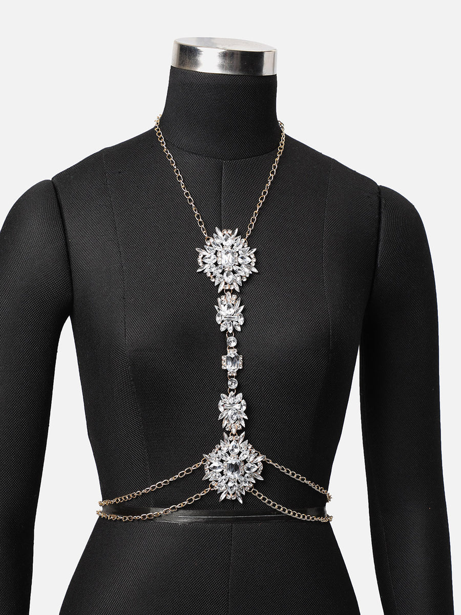 SOHI Silver plated sexy women body chain | Adjustable body bra chain ...